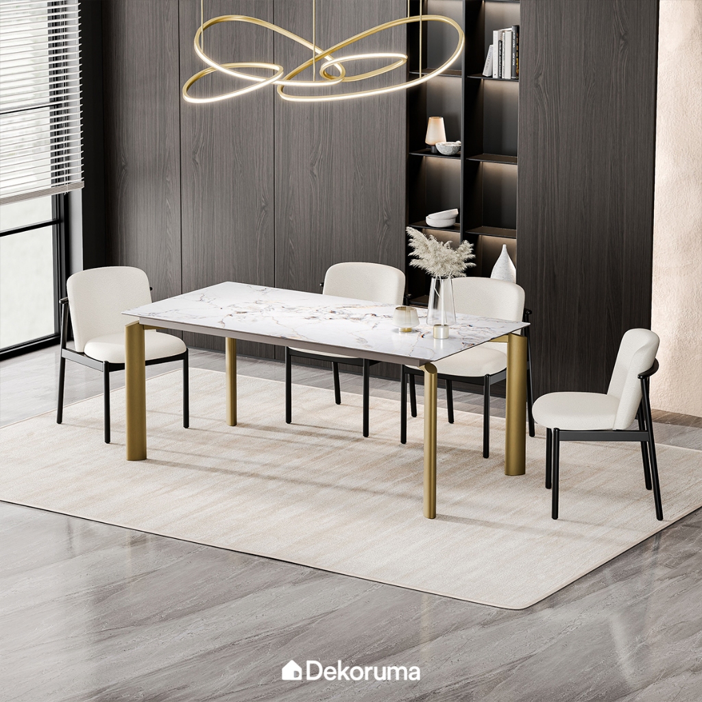 Jual Dekoruma Tenzo FELIX Dining Table / Meja Makan - Beige-Golden ...