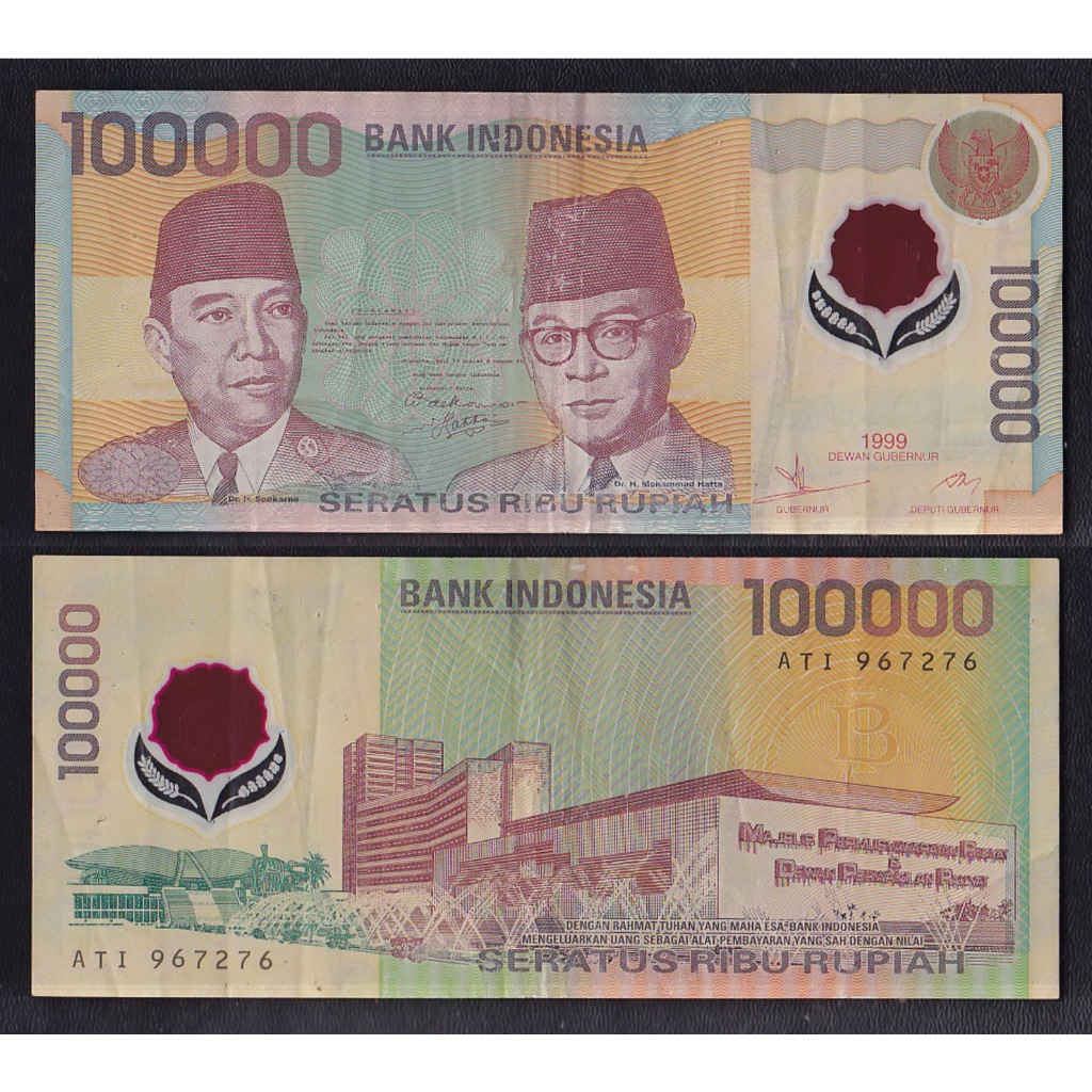 Jual Uang kuno polymer 100000 rupiah tahun 1999 . | Shopee Indonesia