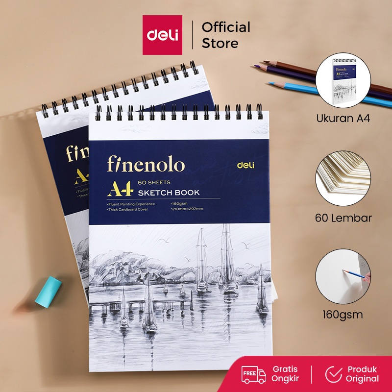 Jual Deli Sketch Book / Buku Gambar Sketsa A4 160GSM 60 Lembar EC27X ...