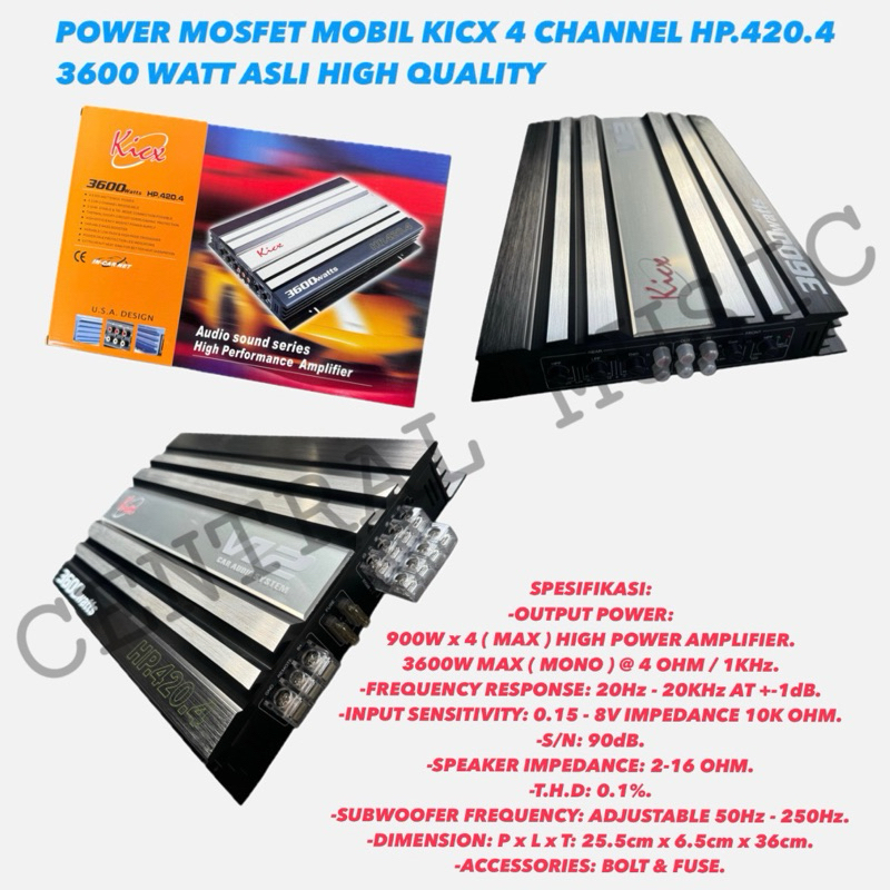 Jual POWER MOSFET MOBIL KICX 4 CHANNEL HP.420.4 3600 WATT ASLI HIGH QUALITY | Shopee Indonesia