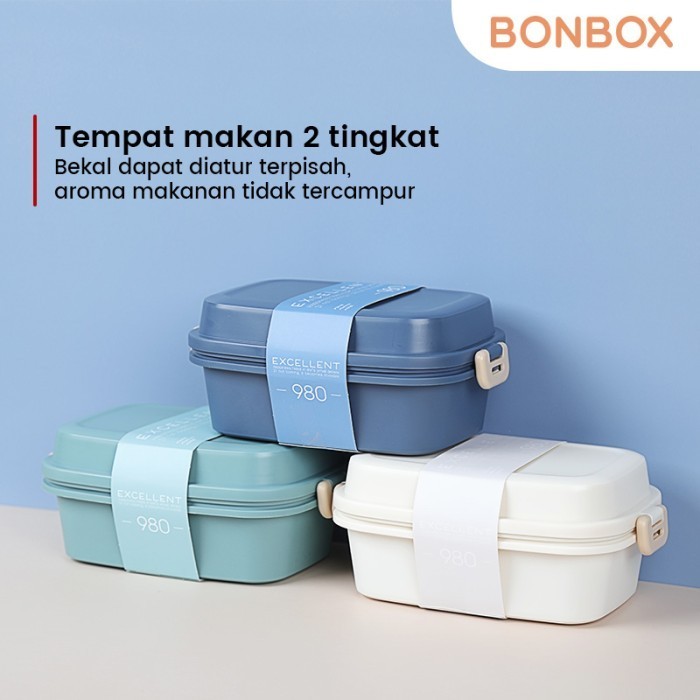 Jual BONBOX Lunch Box Susun Kotak Makan 2 Tingkat Alat Makan BTW-100 ...