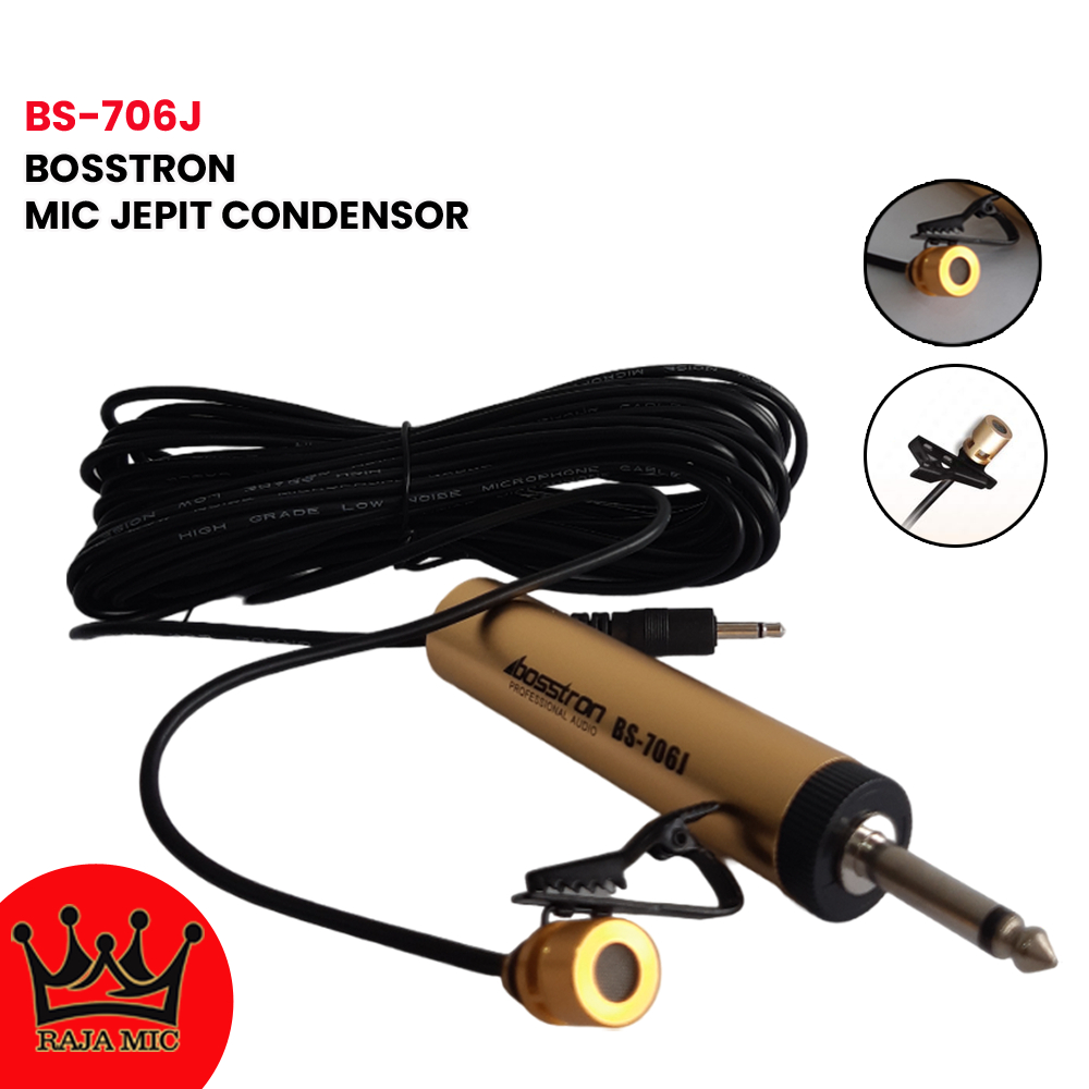 Jual Bosstron Mic Jepit Baju BS-706J Microphone Condensor Clip On ...