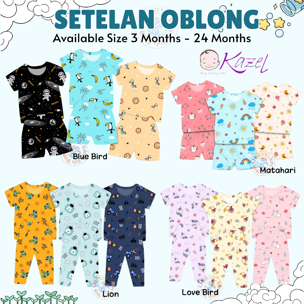 Jual Kazel Setelan Pendek Rib Oblong Tipis 3-24 Bulan Setelan Pendek Panjang Anak Perempuan Laki ...