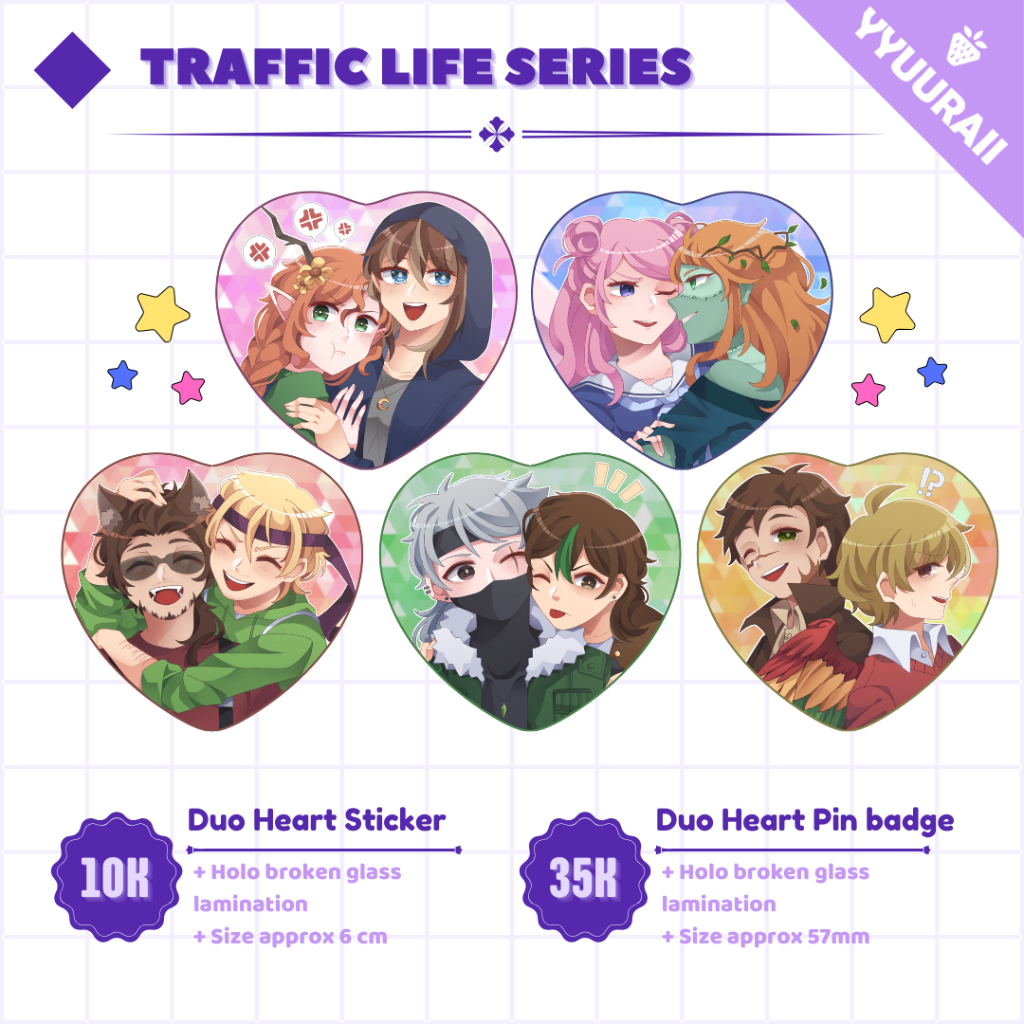 Jual MCYT Traffic Life Series || Duo Heart Pin and Sticker || yyuuraii ...