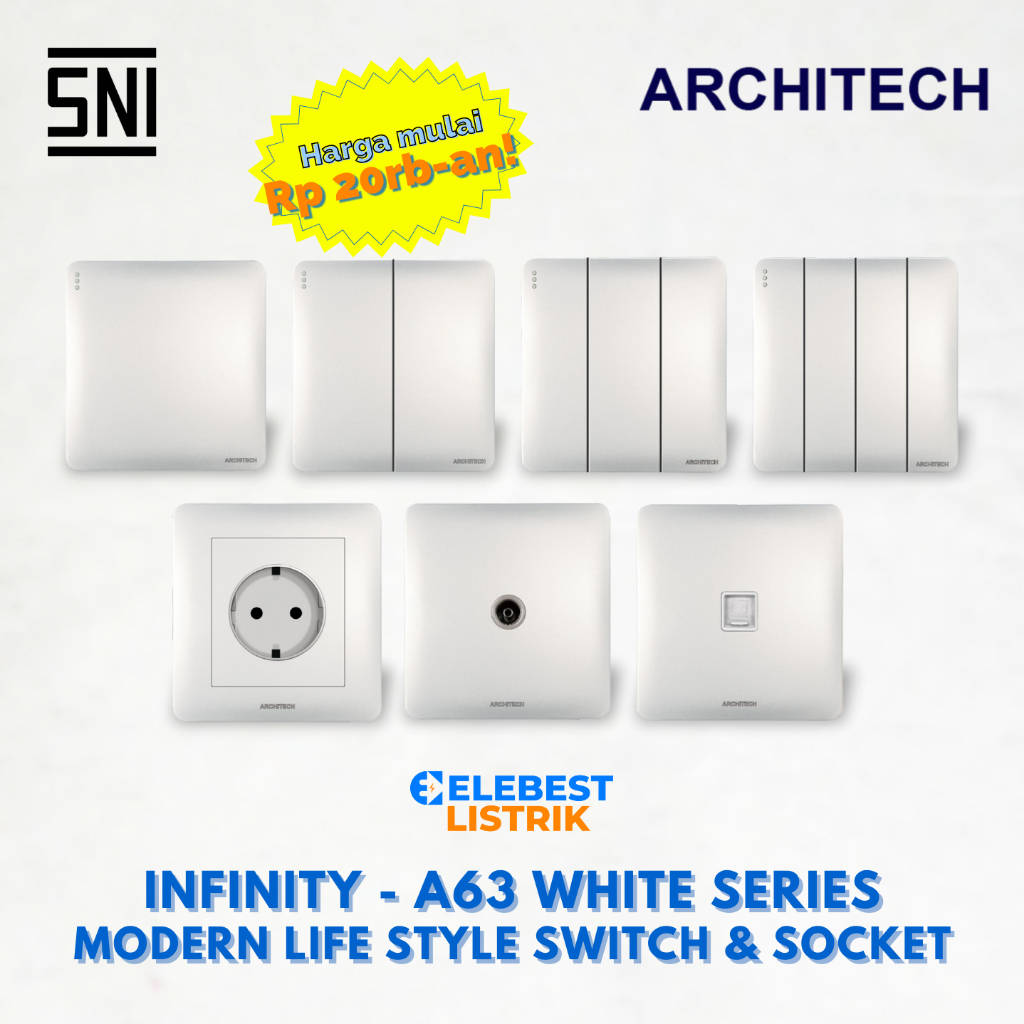 Jual ARCHITECH SAKLAR & STOP KONTAK MODERN LIFESTYLE - INFINITY A63 WHITE SERIES | Shopee Indonesia