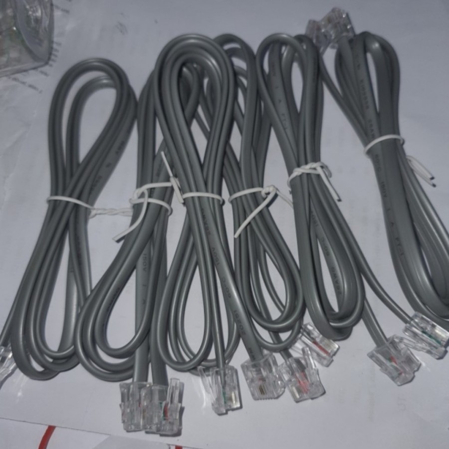 Jual Kabel telepon rj11 telephone telpon PVC RJ11 2 pin isi 2 | Shopee ...