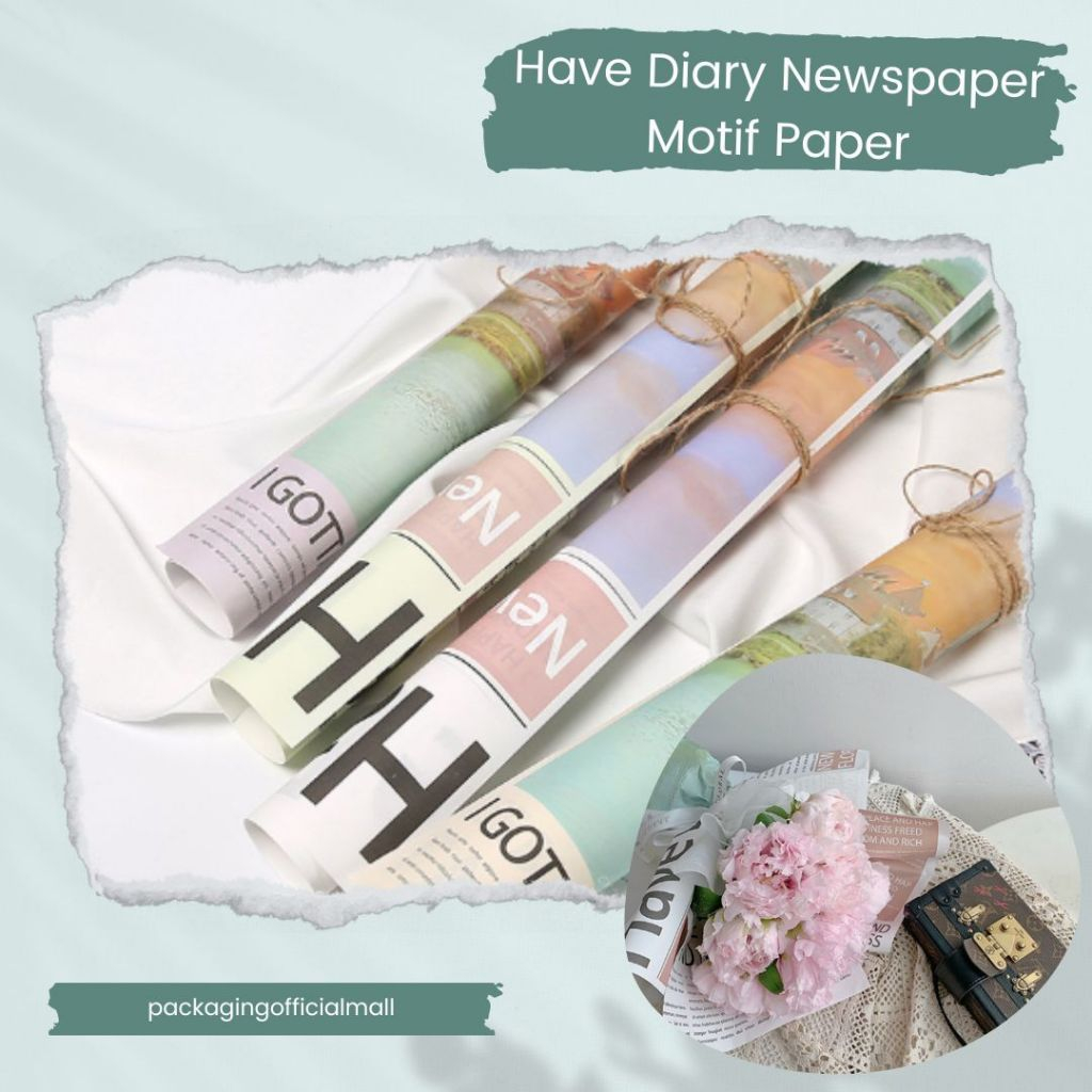 Jual HAVE DIARY NEWSPAPER MOTIF PAPER / CELLOPHANE / FLORIST PAPER ...