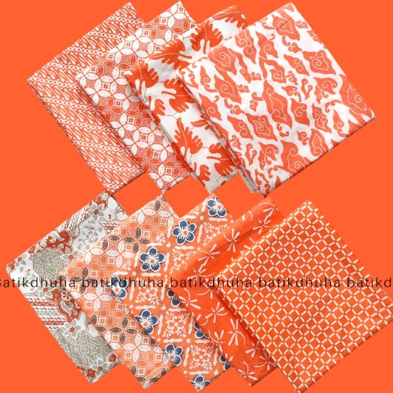 Jual Kain batik teteron rayon warna orange batik halus warna oren putih ...