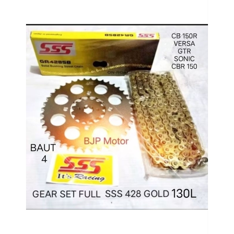 Jual Gear set SSS 428 VERZA SONIC GTR MEGA PRO CB150R 4 baut rantai SSS 428 SB 130L Gold dipilih ...