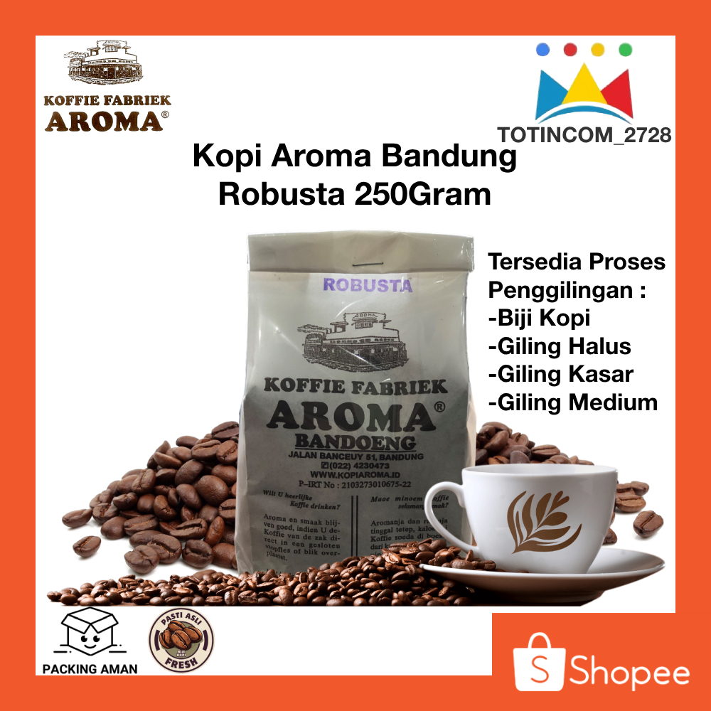 Jual Kopi Bubuk AROMA Bandung Robusta Berat 250gram Varian Giling Halus ...