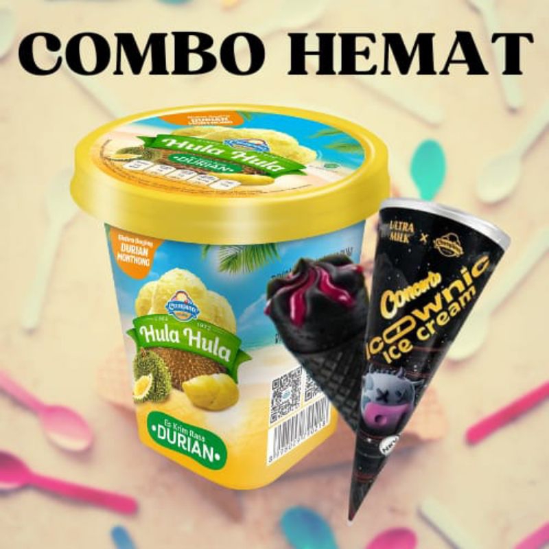 Jual Paket Hemat Es krim Campina Hula Hula Durian 90ml + Icownic | es ...