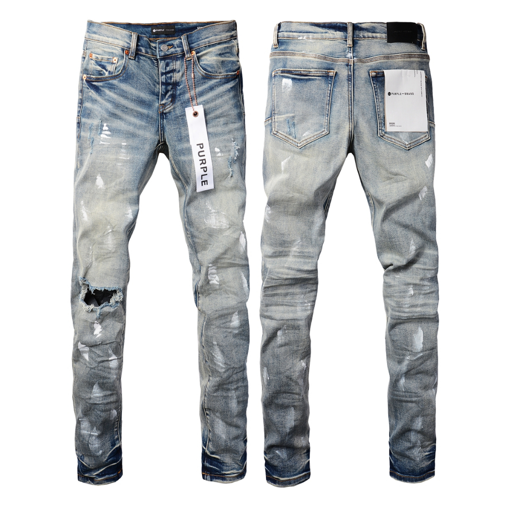 Jual PURPLE Celana Jeans Robek Grafiti Warna Terang Pria Baru Eropa dan ...