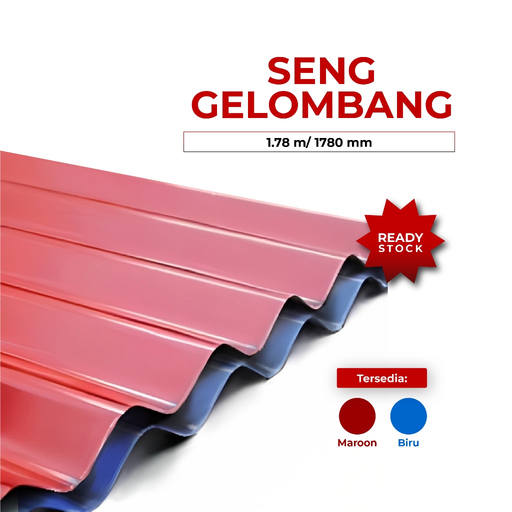 Jual Seng Gelombang 1.78m Maroon/ Seng Gelombang 1.78m Biru | Shopee ...