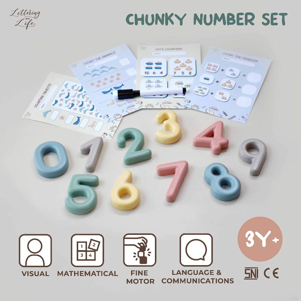 Jual Lettering and Life Chunky Number Set – Mainan Kayu Angka ...