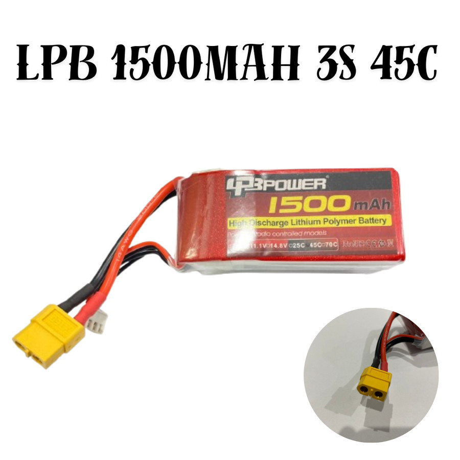 Jual Battery Baterai Lipo LPB 1500Mah 11.1V 3s 45c - XT60 Connector | Shopee Indonesia