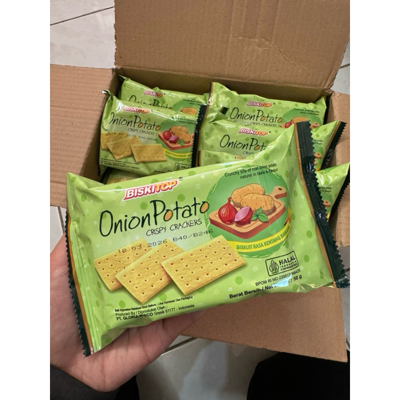 Jual Biskitop onion potato 50 gr 1 karton isi 24pcs | Shopee Indonesia