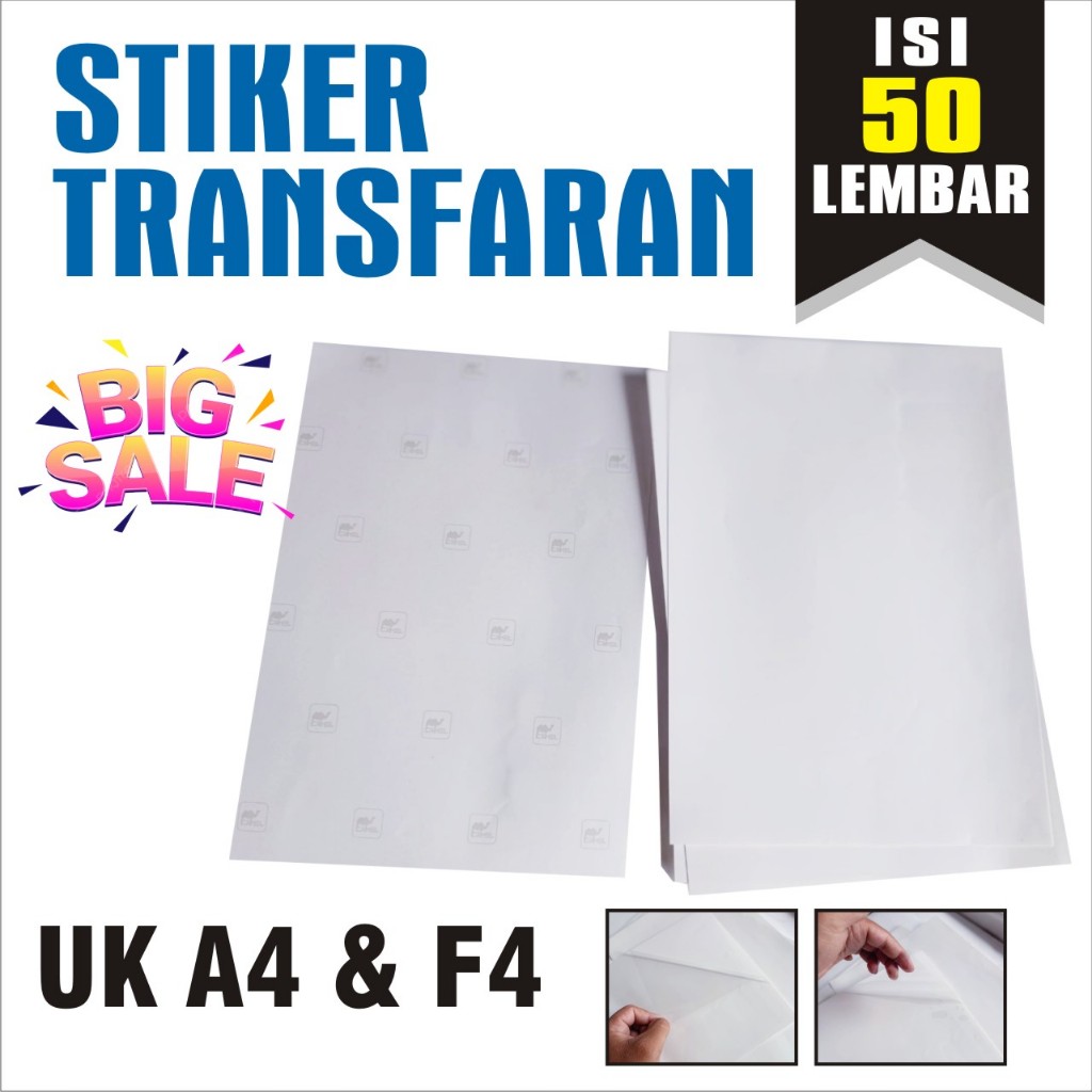 Jual Stiker Transparan A4 isi 20 lbr / Kertas Sticker Transparant ...