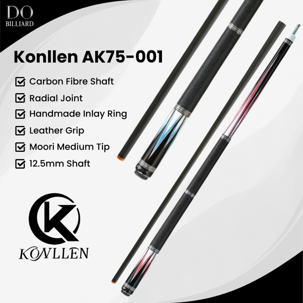 Jual Stick Billiard KONLLEN AK75-001 Carbon Cue Leather Grip Low ...
