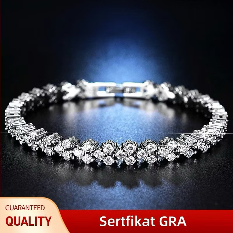 Jual 0.5CT Gelang Silver 925 Lapis Emas 18K - Bracelet Moissanite ...