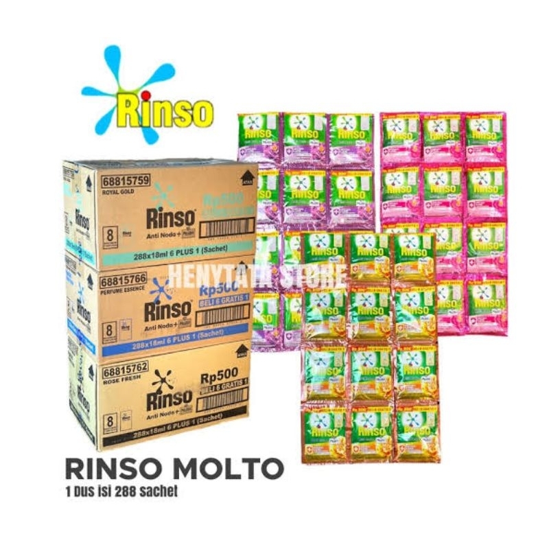 Jual [1 Dus] Rinso Molto 500 Deterjen Cair isi 288 Sachet | Shopee ...