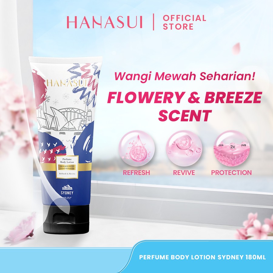 Jual ORIGINAL HANASUI BRIGHTENING PERFUME BODY LOTION SYDNEY BPOM ...