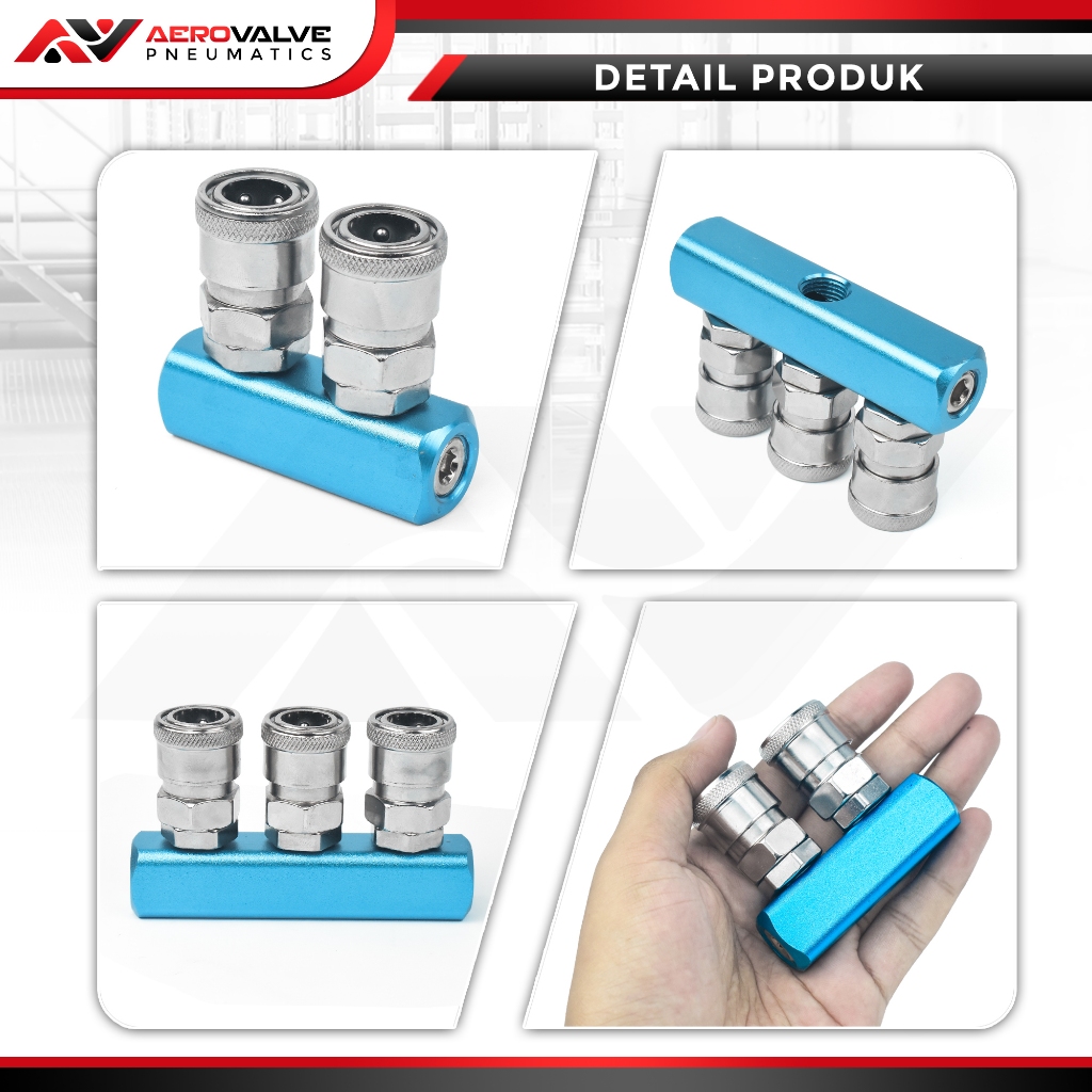 Jual Quick Coupling Cabang Coupler Kopler Sambungan Selang Angin Kompresor 2 Way 3 Way SML ...