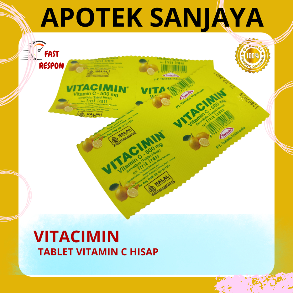 Jual VITACIMIN LEMON / VITACIMIN HISAP / VITAMIN C / Per STRIP / ISI 2 ...