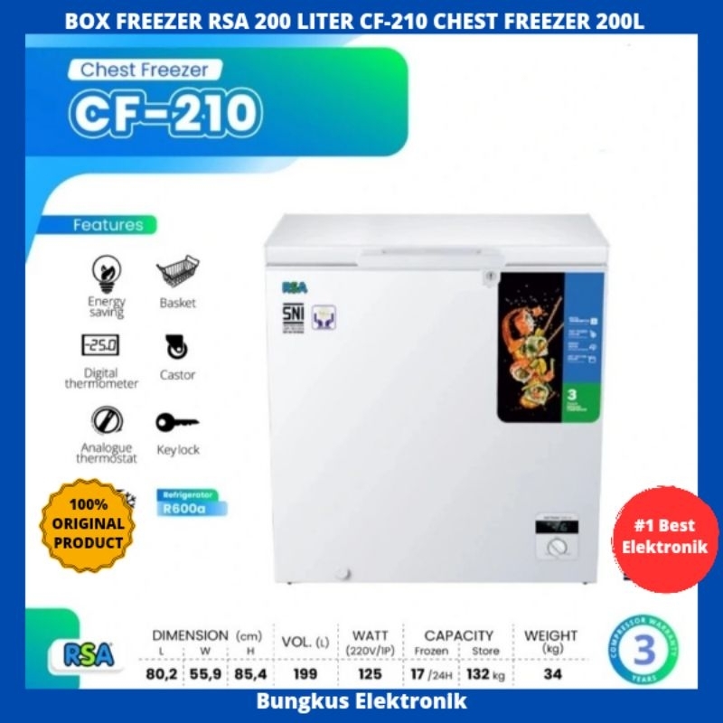 Jual BOX FREEZER RSA 200 LITER CF-210 CHEST FREEZER 200L | Shopee Indonesia