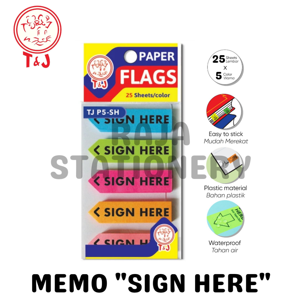 Jual Tom & Jerry SIGN HERE Memo Stick Index Notes 5 Colours Sticker ...