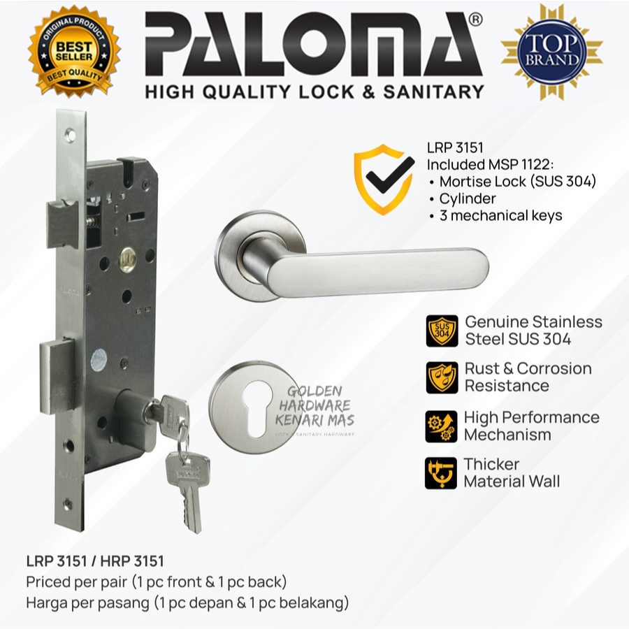 Jual PALOMA HRP LRP 3151 Gagang Pintu Door Handle Roses Lever Engkol ...