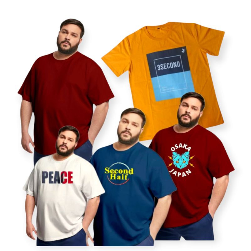 Jual kaos jumbo 5xl pria big size baju ukuran besar oversize | Shopee ...