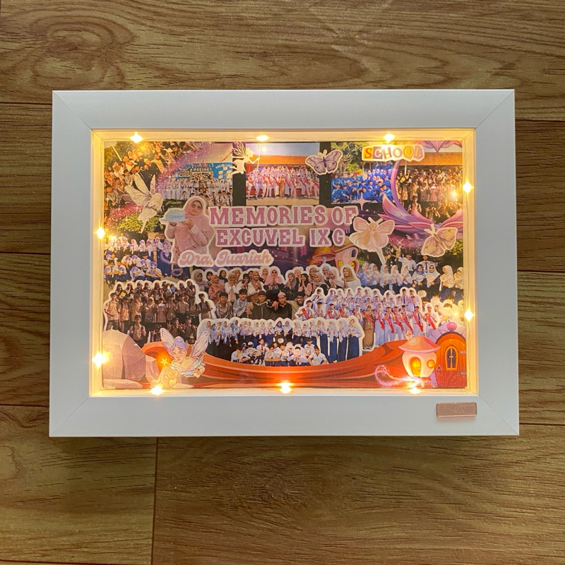 Jual JINGGASHE | SEHARI JADI Scrapframe size A4 (20x30cm), led, 3D TIMBUL, hadiah kado guru ...