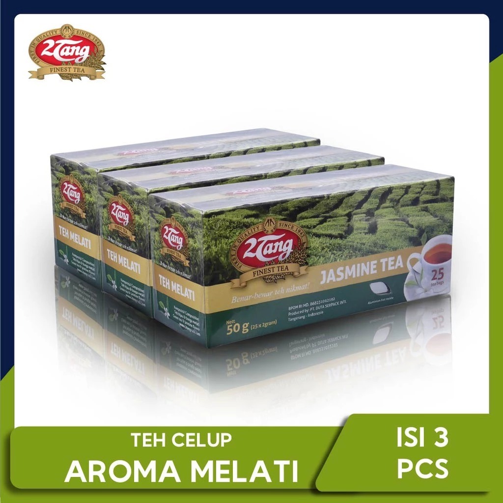 Jual 2Tang Jasmine Tea Reguler Teh Celup 50gr [3 box @25 kantong/ 2 gr ...