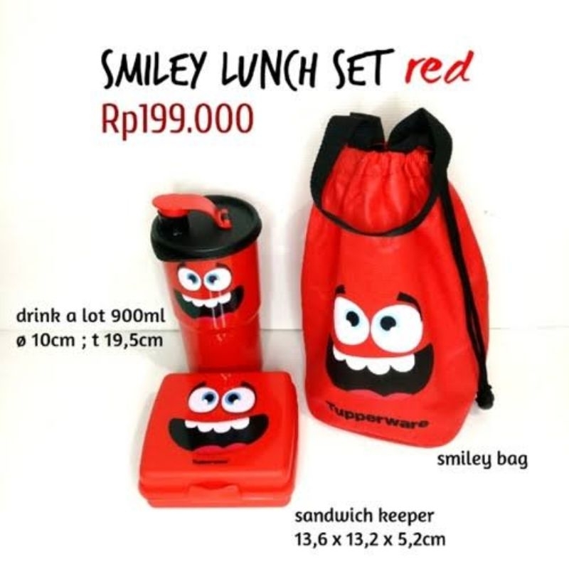 Jual Tupperware Smiley luch set (2warna)Merah dan hijau | Shopee Indonesia