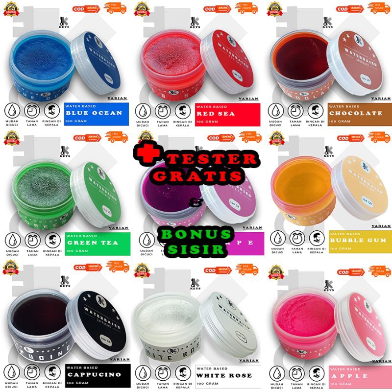 Jual PAKET USAHA POMADE WATERBASED MEDIUM 100gr / 1Kg (10 pcs)+1 55gram ...