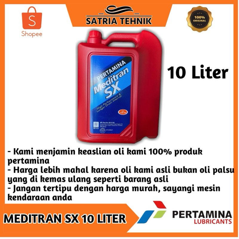 Jual OLI MEDITRAN SX SAE 15W-40 10 LITER ORIGINAL PERTAMINA | Shopee ...