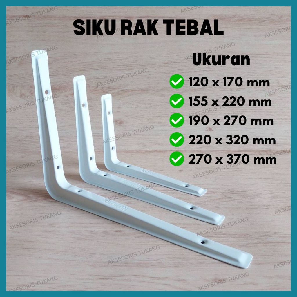 Jual Siku Rak Putih Besi Tebal Heavy Duty Breket Ambalan Bracket ...