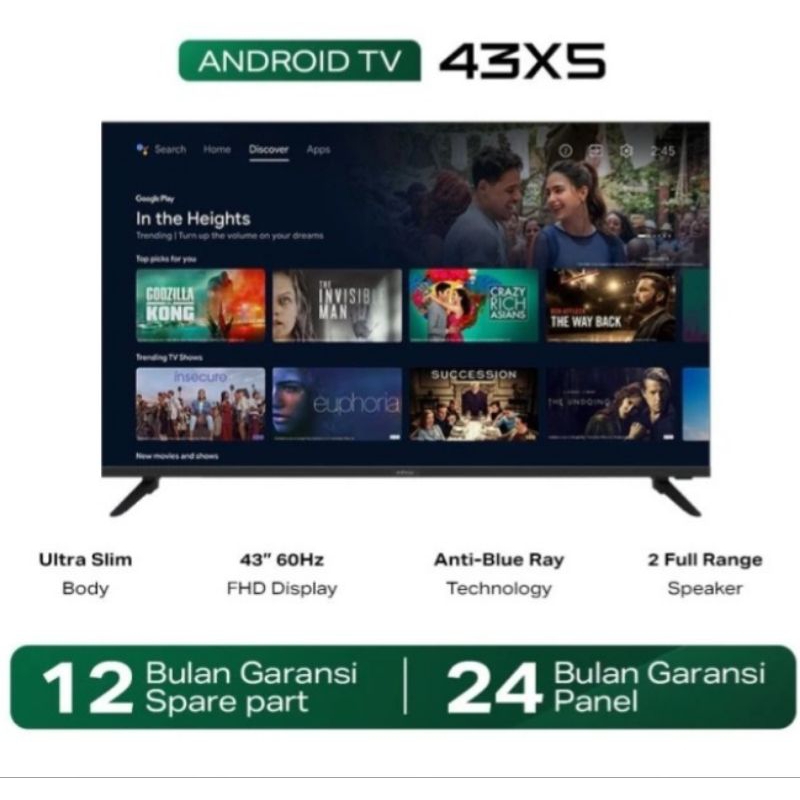 Jual Infinix Android TV 43x5 - 43" FHD Baru Garansi Resmi | Shopee ...