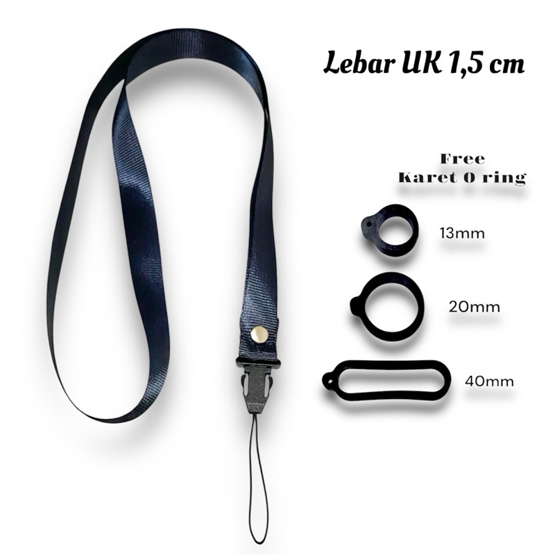 Jual Lanyard Id Card Holder ,Lanyard Hp Hitam Polos Lebar 1,5cm ...
