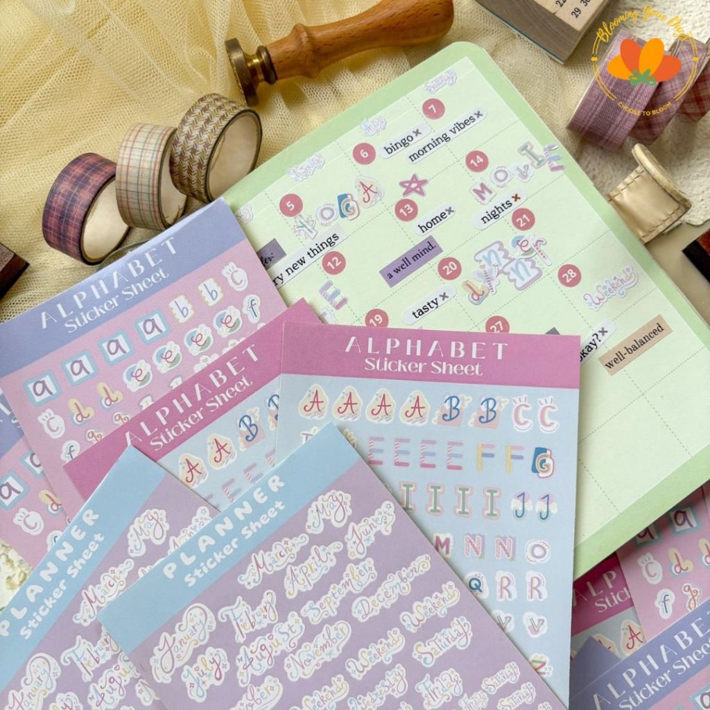 Jual stiker huruf jurnal pastel alphabet sticker weekly planner stiker ...