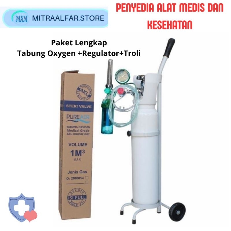 Jual Paket Komplit Siap Pakai Tabung Oksigen Regulator Troli | Shopee Indonesia