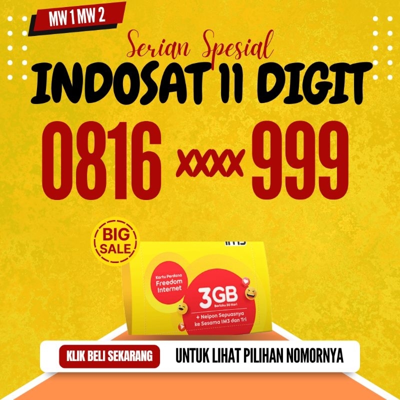 Jual Nomer Cantik Indosat 11 Digit SS31 Serian Belakang Triple 999 11 ...