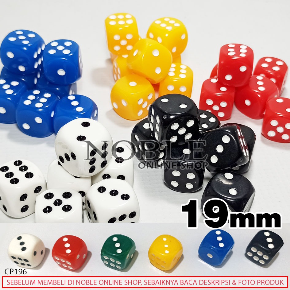 Jual Dadu 19 mm Dice Warna Color Pelengkap Bidak Games Permainan Kartu Monopoli Ludo Ular Tangga ...