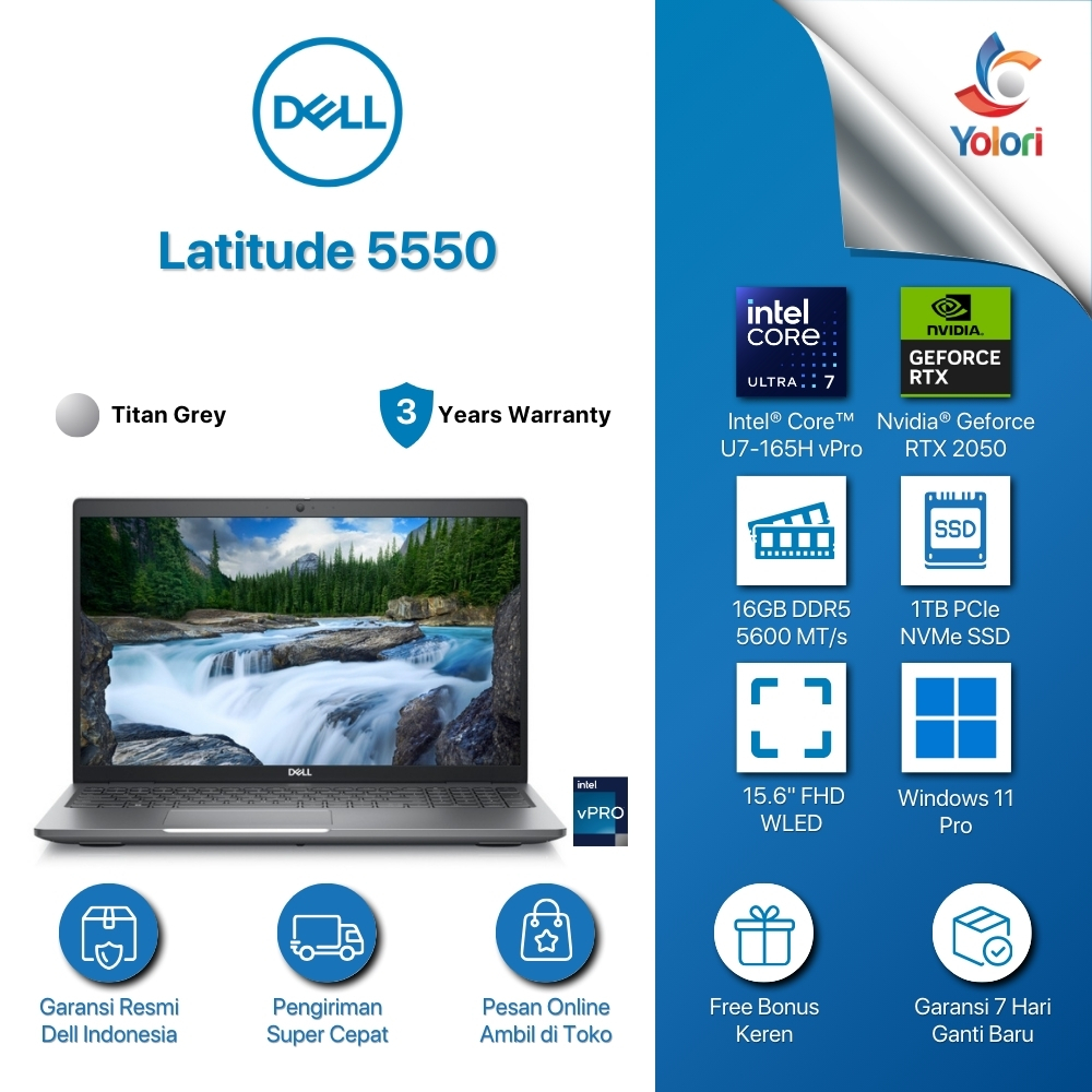 Jual Dell Latitude 5550 U7-165H vPro 16GB 1TB SSD NVIDIA WIN 11 PRO 3YR ...