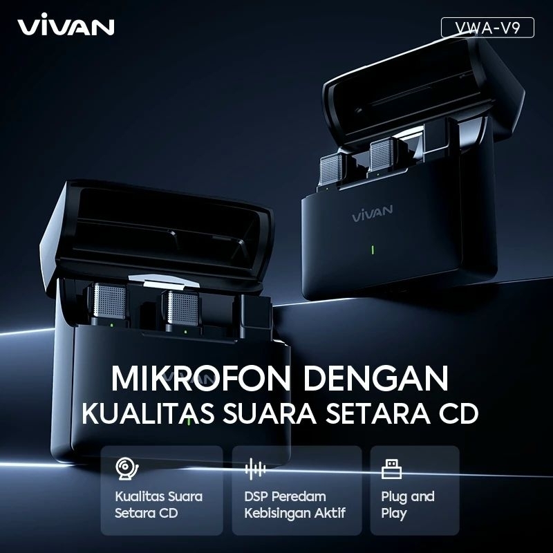 Jual Wireless Dual Microphone VIVAN VWA-V9 | High Quality Sound ...