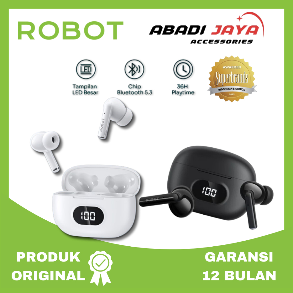 Jual HEADSET BLUETOOTH ROBOT AIRBUDS T70 TWS DEEP BASS DISPLAY AND 36H ...
