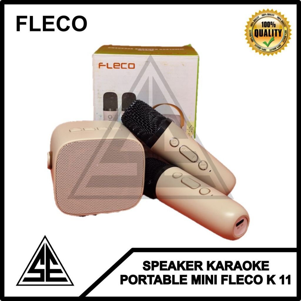 Jual SPEAKER PORTABLE KARAOKE FLECO K11 2 MIC | Shopee Indonesia