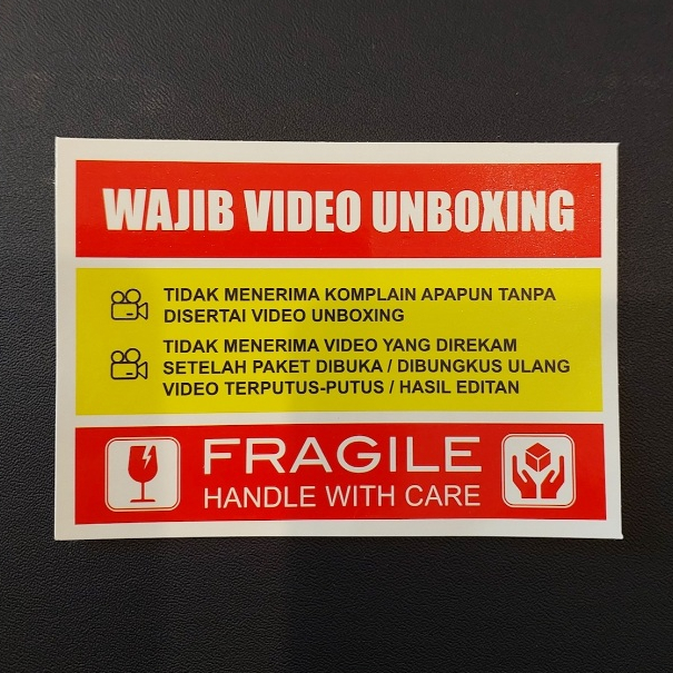 Jual Sticker Video Unboxing Stiker Wajib Video Unboxing Komplain ...