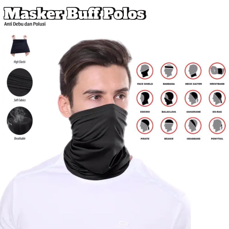 Jual MASKER BUFF PREMIUM HITAM POLOS BUFF MULTIFUNGSI | BANDANA BUFF ...