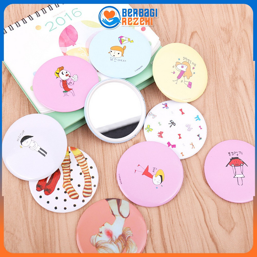 Jual Cermin Kaca Bulat Karakter / Kaca Dandan Rias Sovenir / Kaca Saku ...